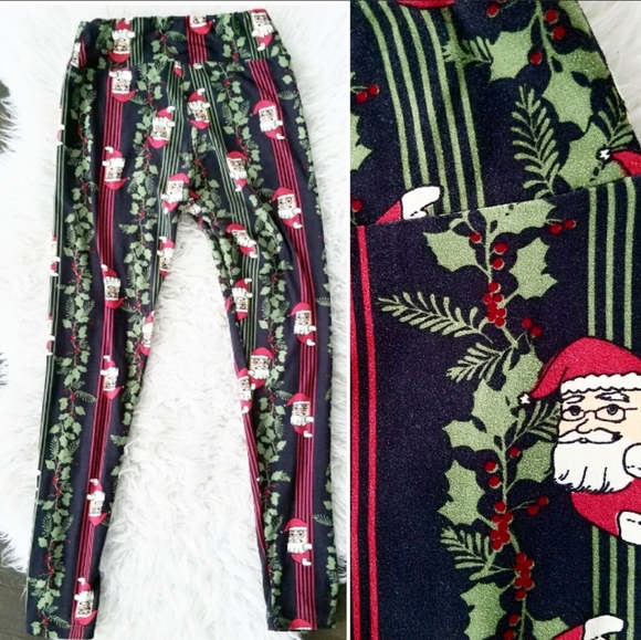 LuLaRoe | Pants & Jumpsuits | Lularoe Christmas Santa Holly Leggings ...